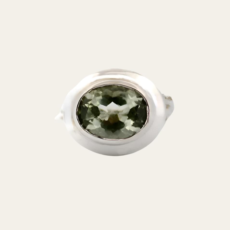 The Margo Ring | Ocean Green Silver Gemstone Ring – Dainty London