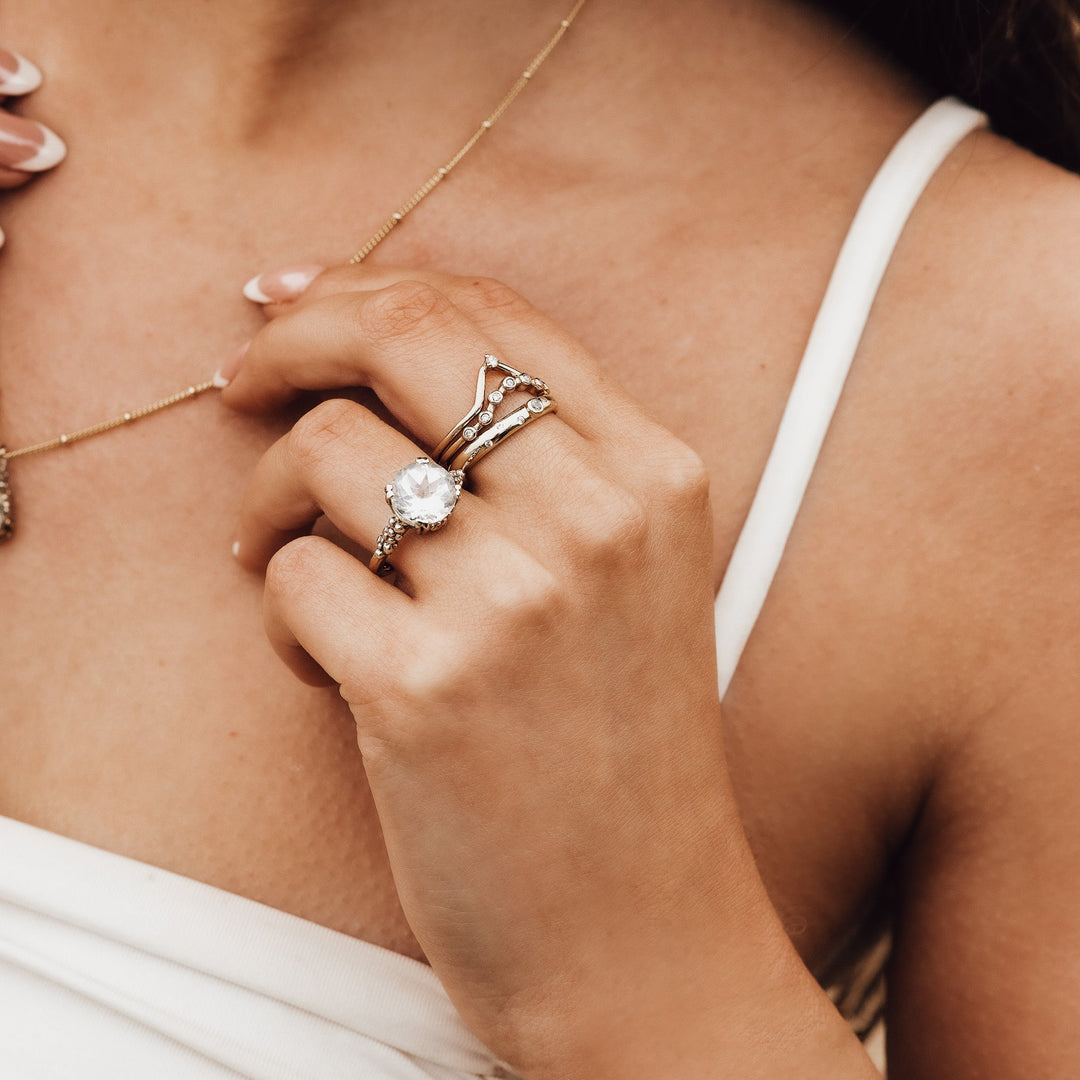 White Gold Calista Ring with diamond - Stacking Rings – Dainty London