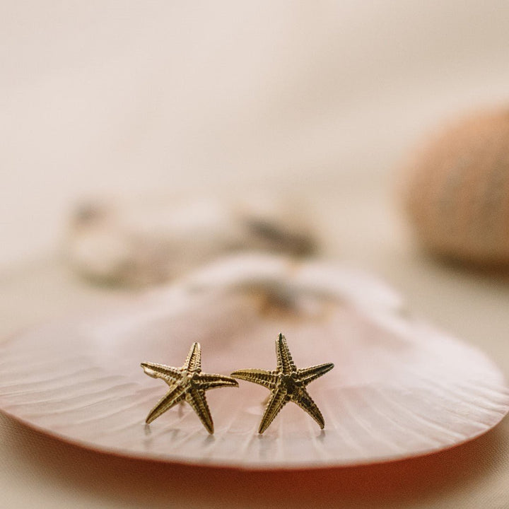Gold Starfish Stud Earrings - Ocean Inspired Jewellery - Dainty London