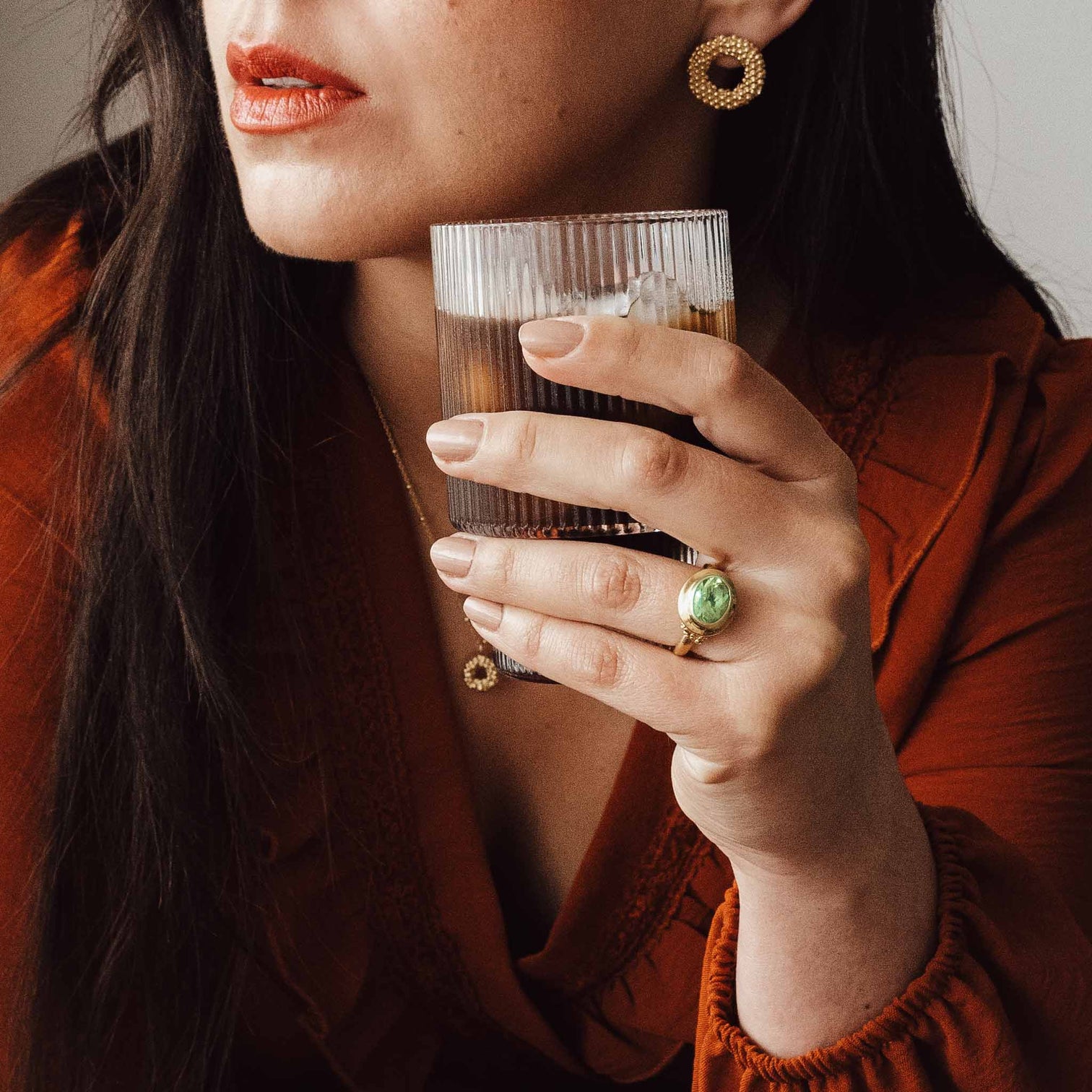 The Gold Margo Ring | Ocean Green Gold Gemstone Ring – Dainty London